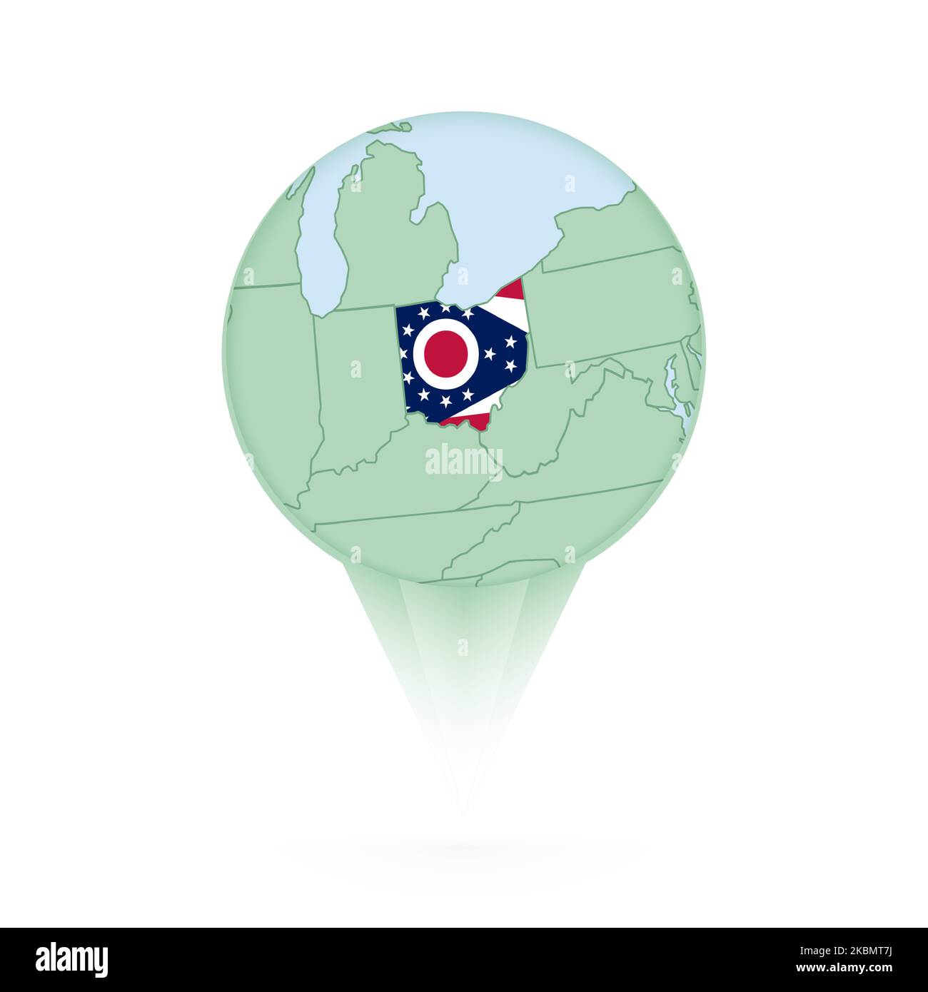 Ohio map, stylish location icon with Ohio map and flag. Green pin icon ...