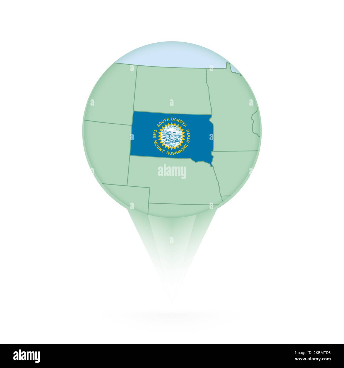South Dakota map, stylish location icon with South Dakota map and flag ...