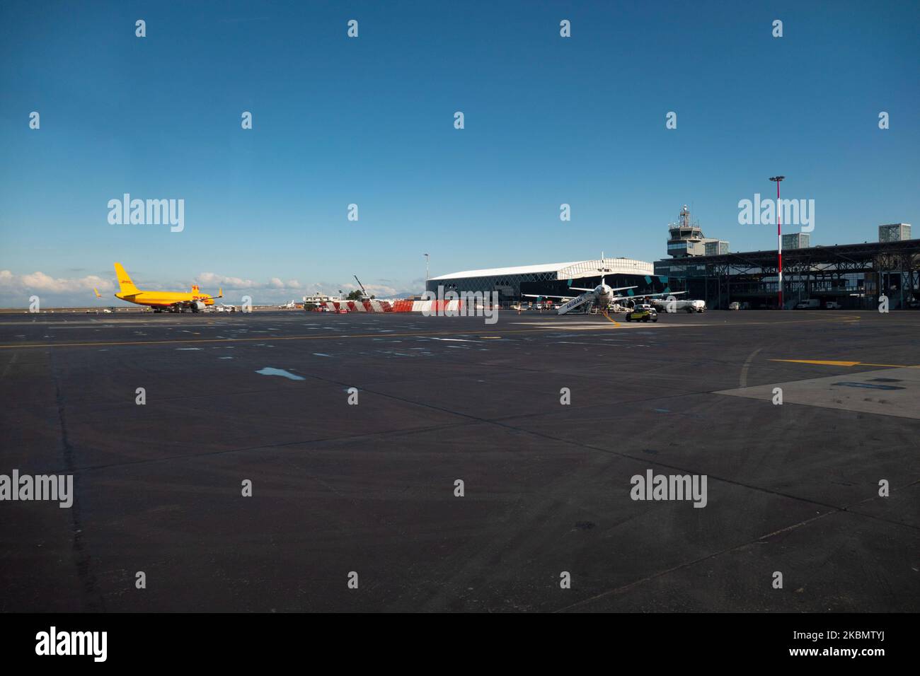 DHL Air Boeing 757 Cargo airplane as seen during the day with the cargo ...