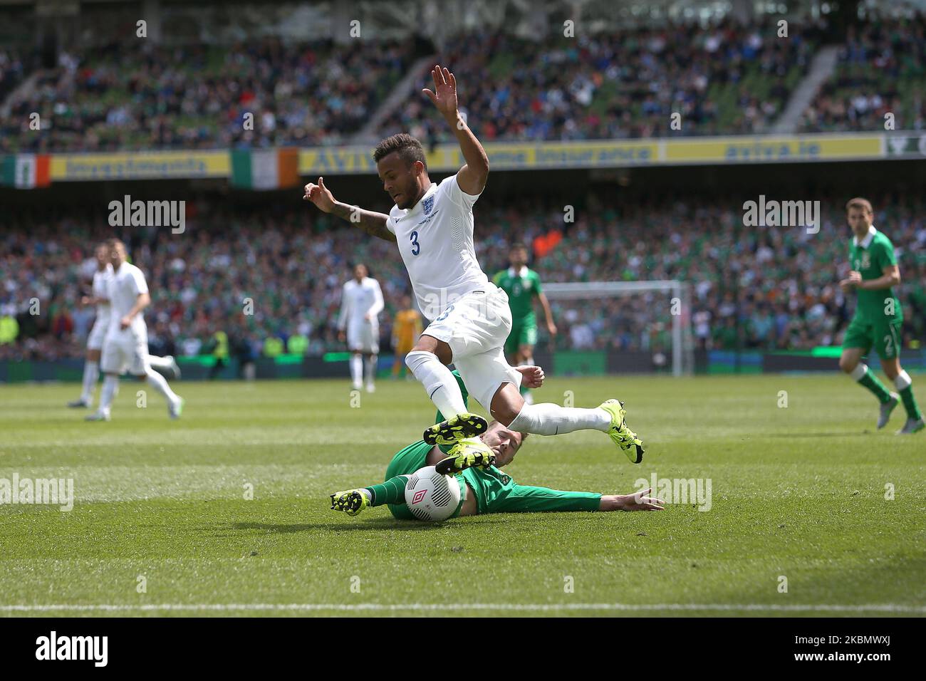 Ryan Bertrand of England tackled by Aiden McGeady of Ireland during the ...