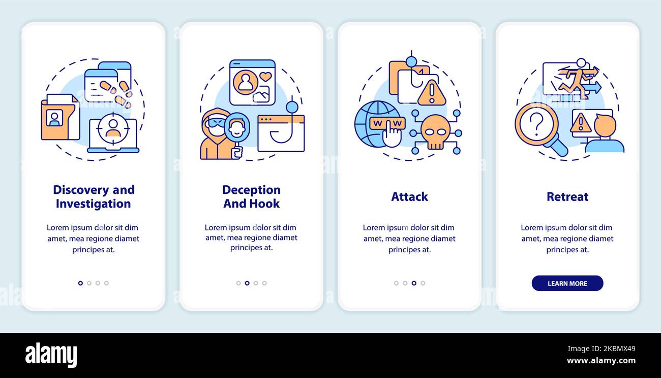 Phases of social engineering attacks onboarding mobile app screen Stock Vector Image & Art - Alamy
