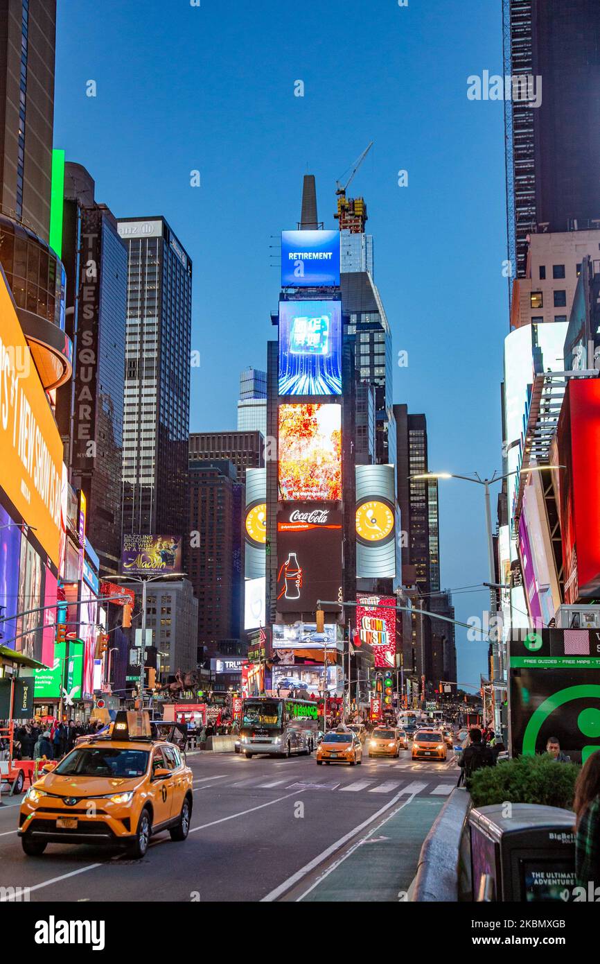 Night view of Times Square in Manhattan, New York City, USA during ...