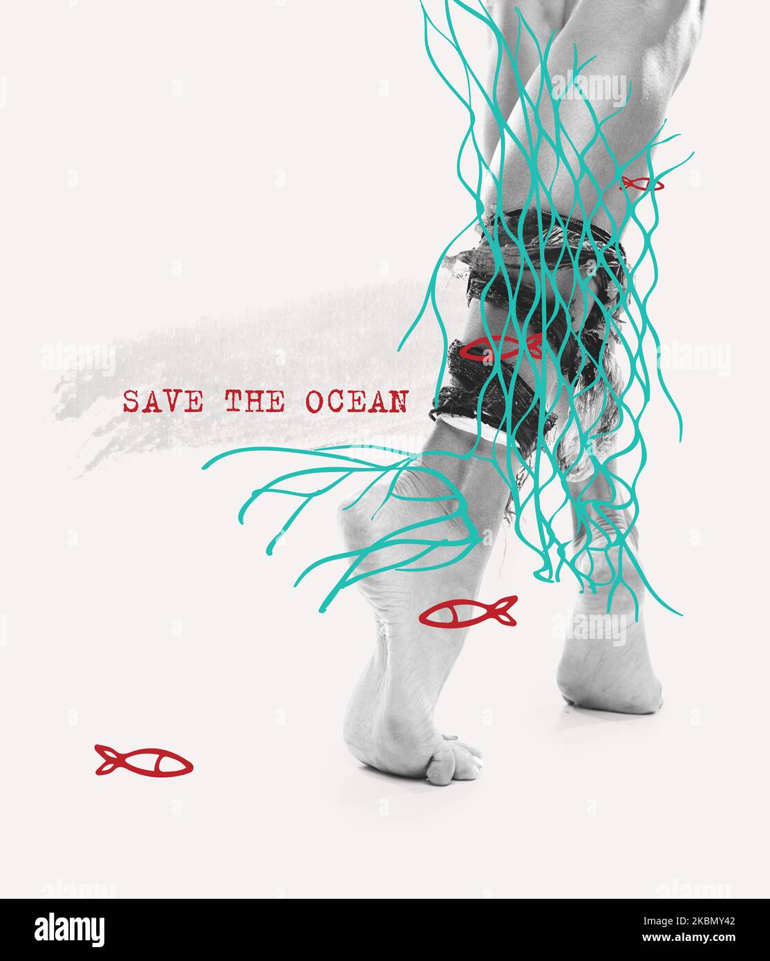 Contemporary artwork. Conceptual art collage of female legs with lots ...