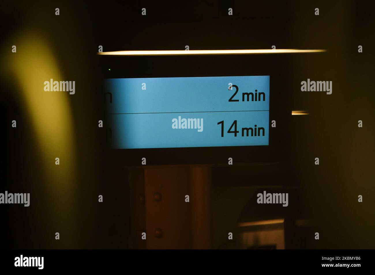 A view of interval timer for MTA subway trains in Main St., Flushing ...