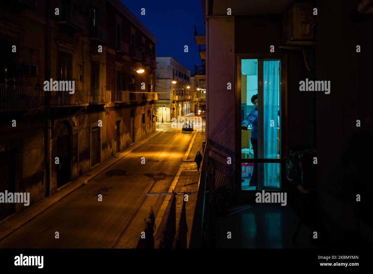 A child in Molfetta, Italy, on April 25, 2020 during the coronavirus ...