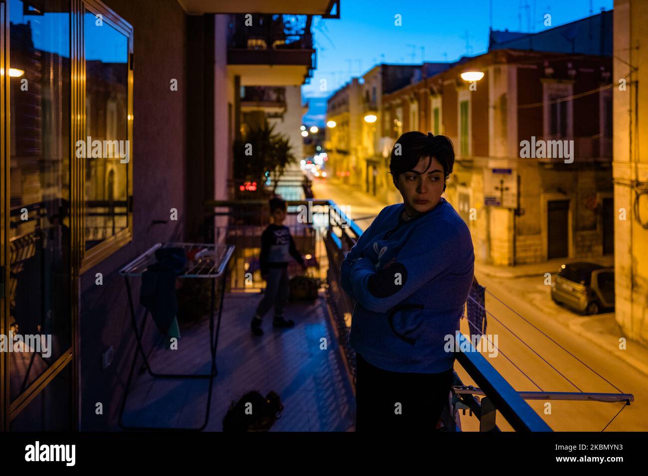 A child in Molfetta, Italy, on April 25, 2020 during the coronavirus ...