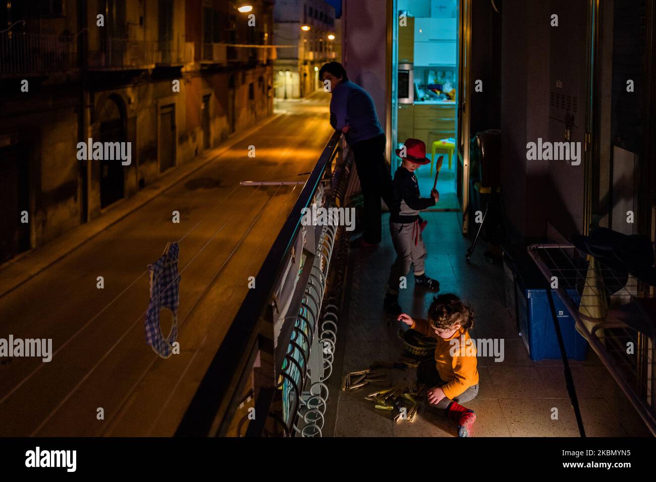 A child in Molfetta, Italy, on April 25, 2020 during the coronavirus ...