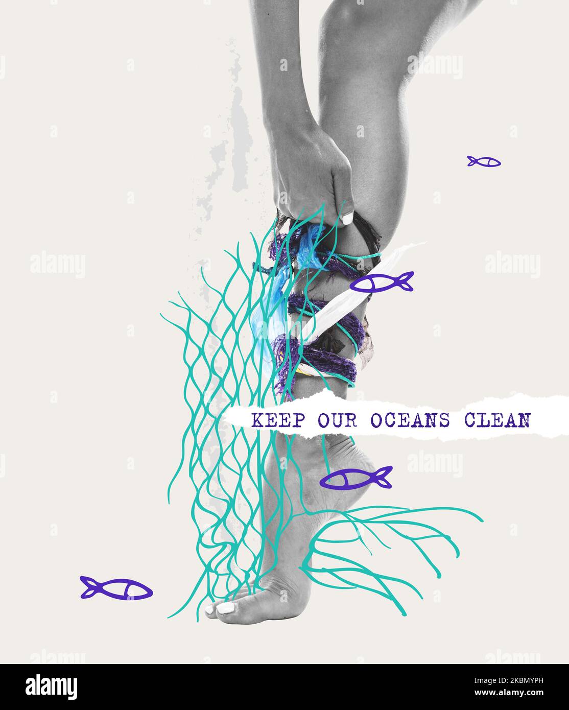 Contemporary artwork. Conceptual art collage of woman with lots of ...