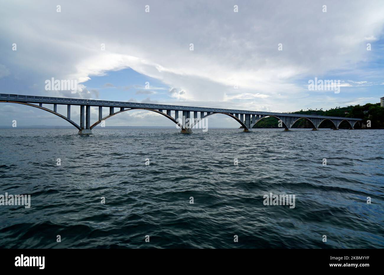 modern bridge in the bay of samana peninsula in the dominican republic ...