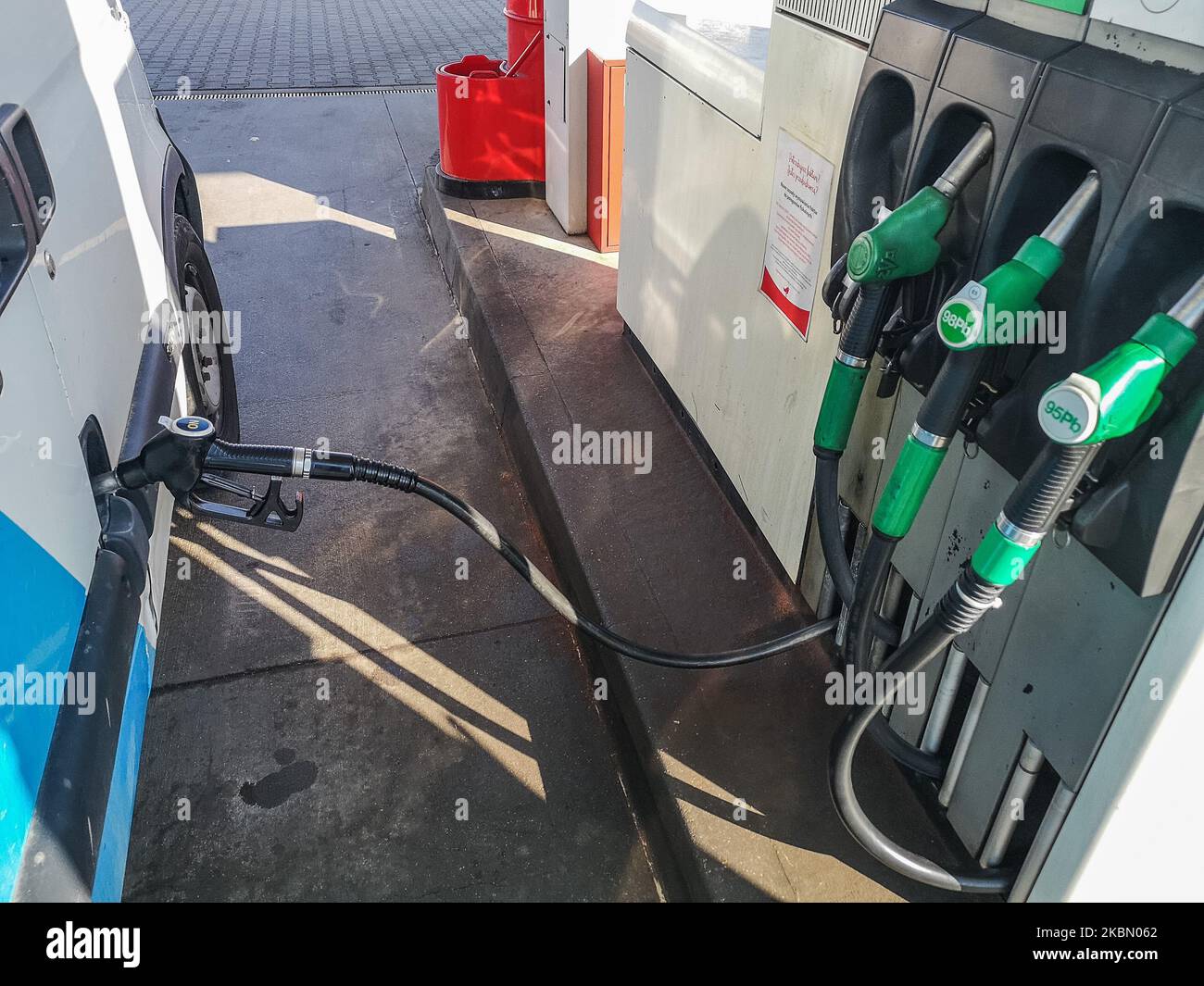 Diesel powered van fueling on a gas station is seen in Gdansk, Poland ...