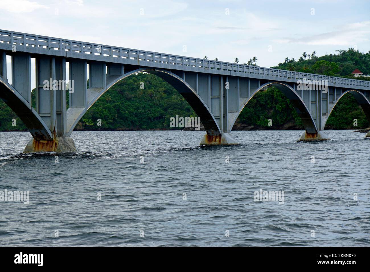 modern bridge in the bay of samana peninsula in the dominican republic ...