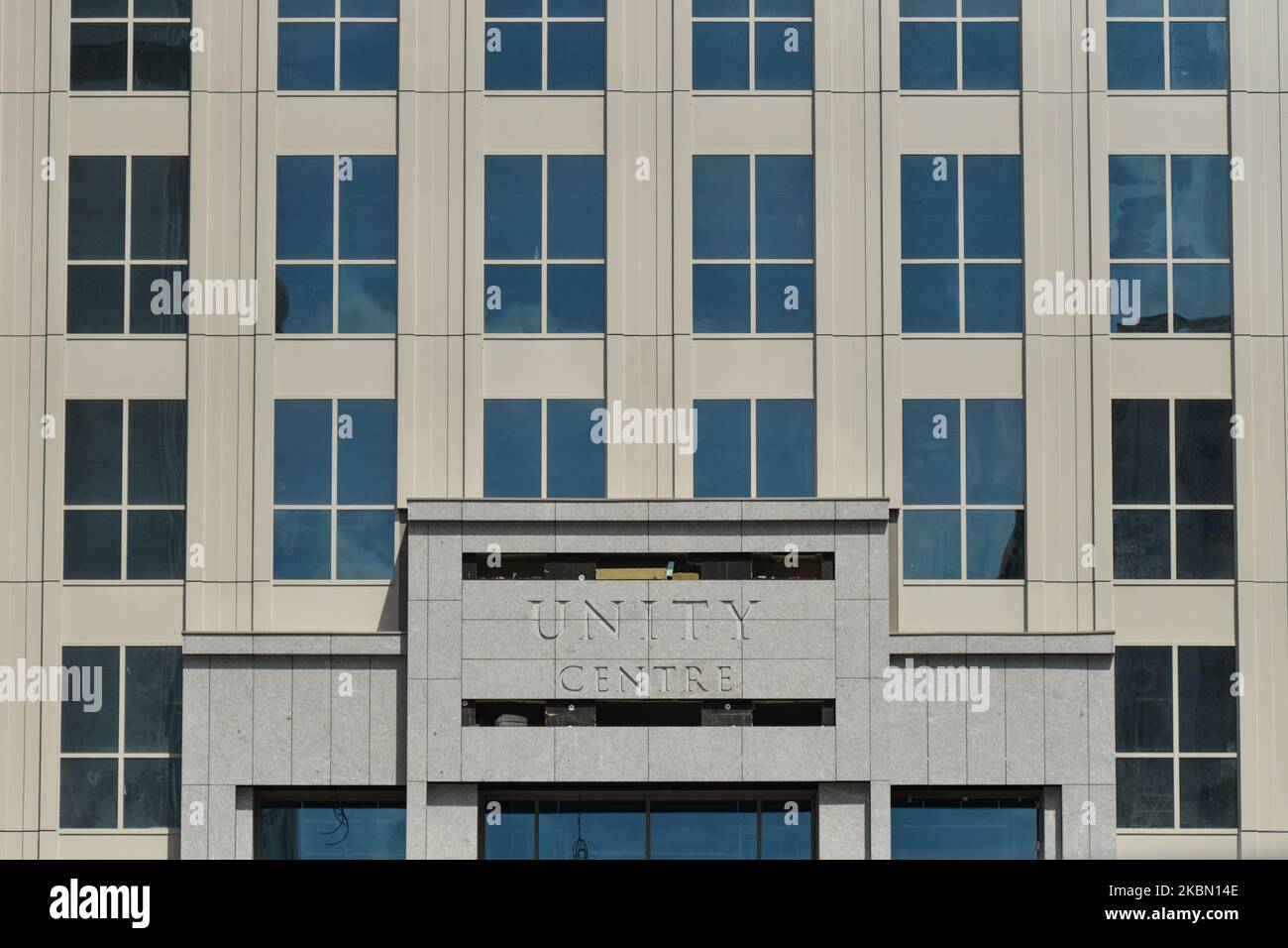 A view of the facade of Unity Center complex, which replaced the ...