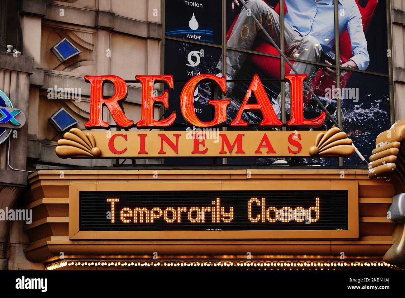 A view of Regal Cinemas in Times Square, New York City USA during ...