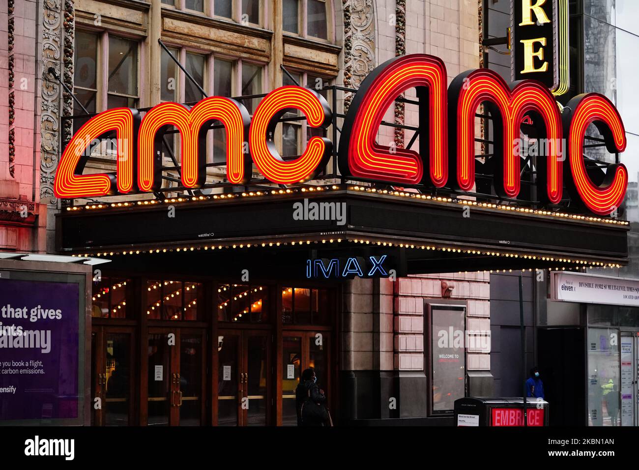 A view of AMC Cinema in Times Square, New York City USA during ...