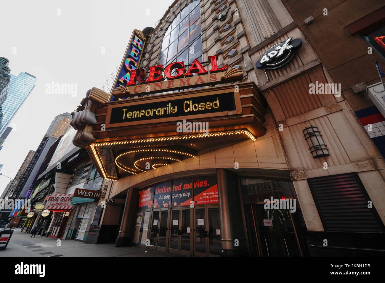 A view of Regal Cinemas in Times Square, New York City USA during ...