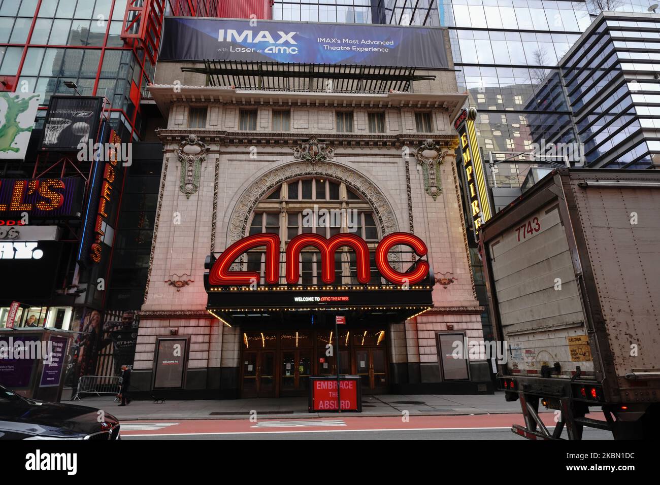 A view of AMC Cinema in Times Square, New York City USA during ...