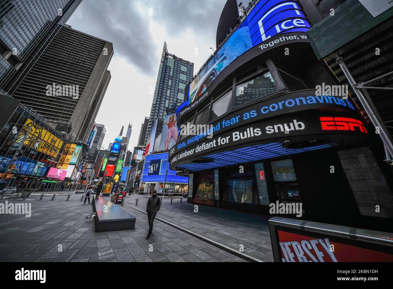 A view of Times Square in New York City USA during coronavirus pandemic ...