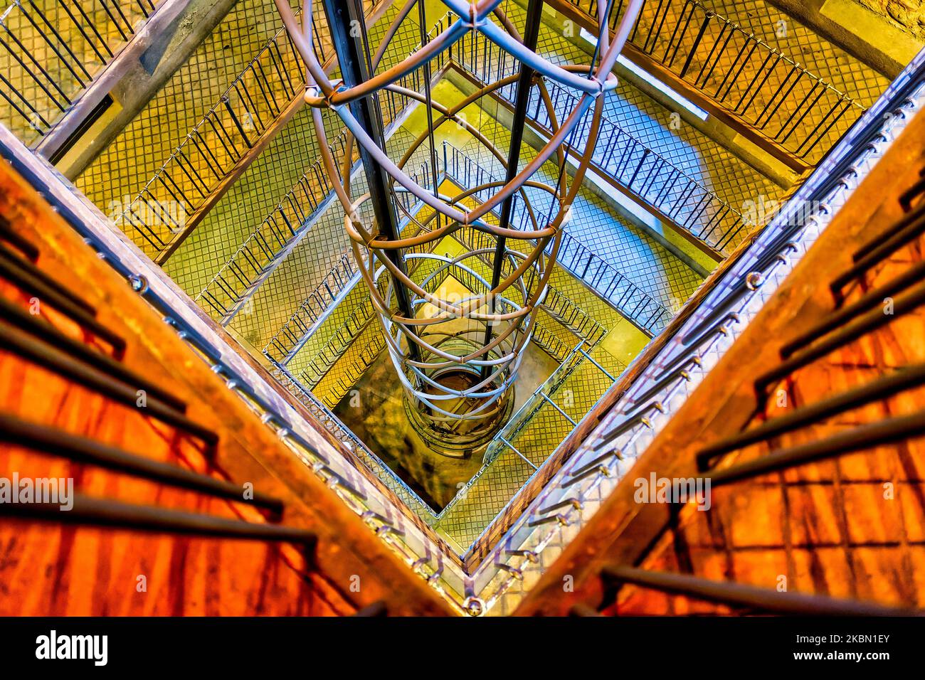 Modern elevator in the Old Town Hall, Prague, Czech Republic Stock ...