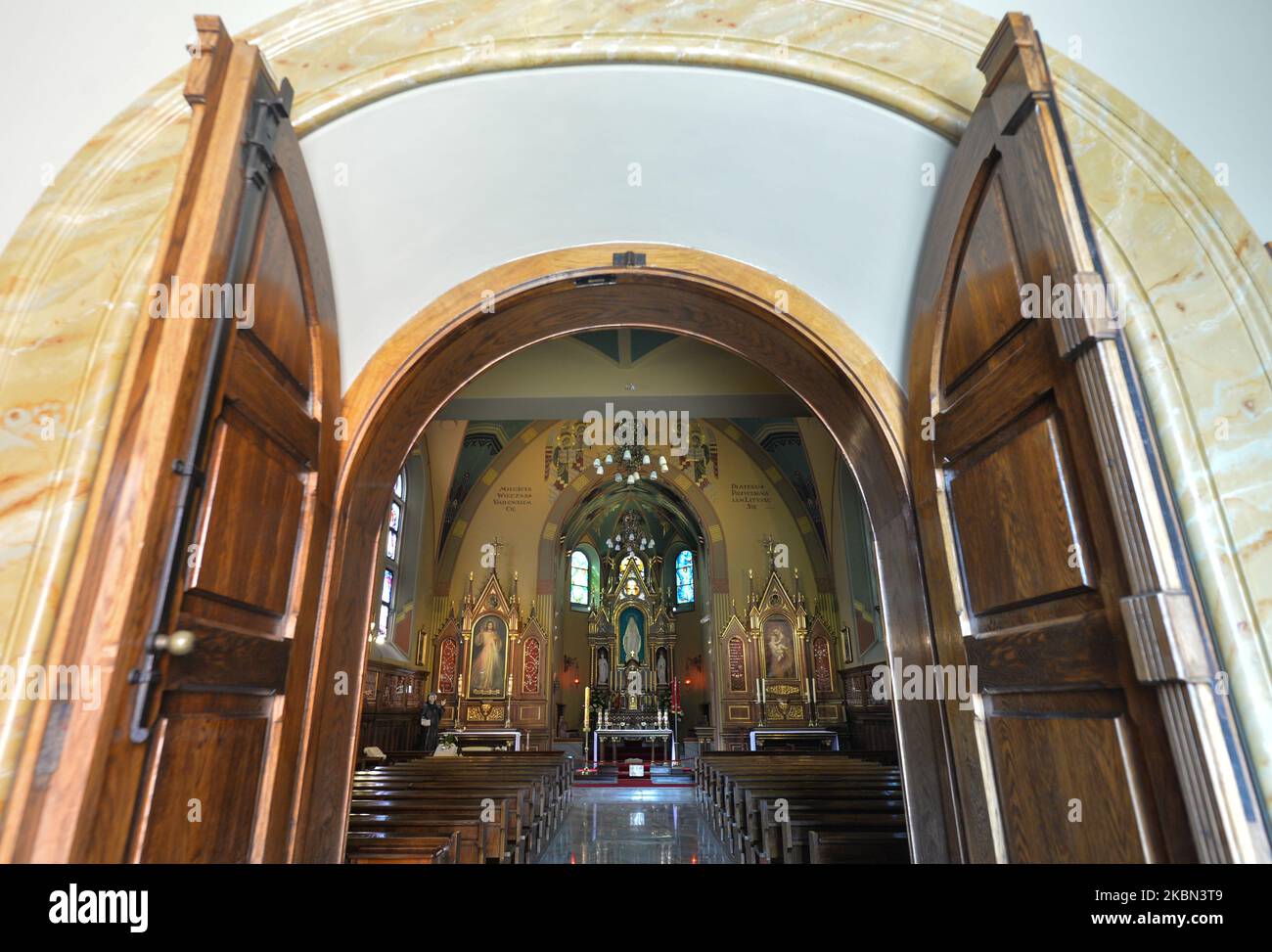 A view of a Chapel of the miraculous image of the Merciful Jesus and the tomb of St. Faustina ...