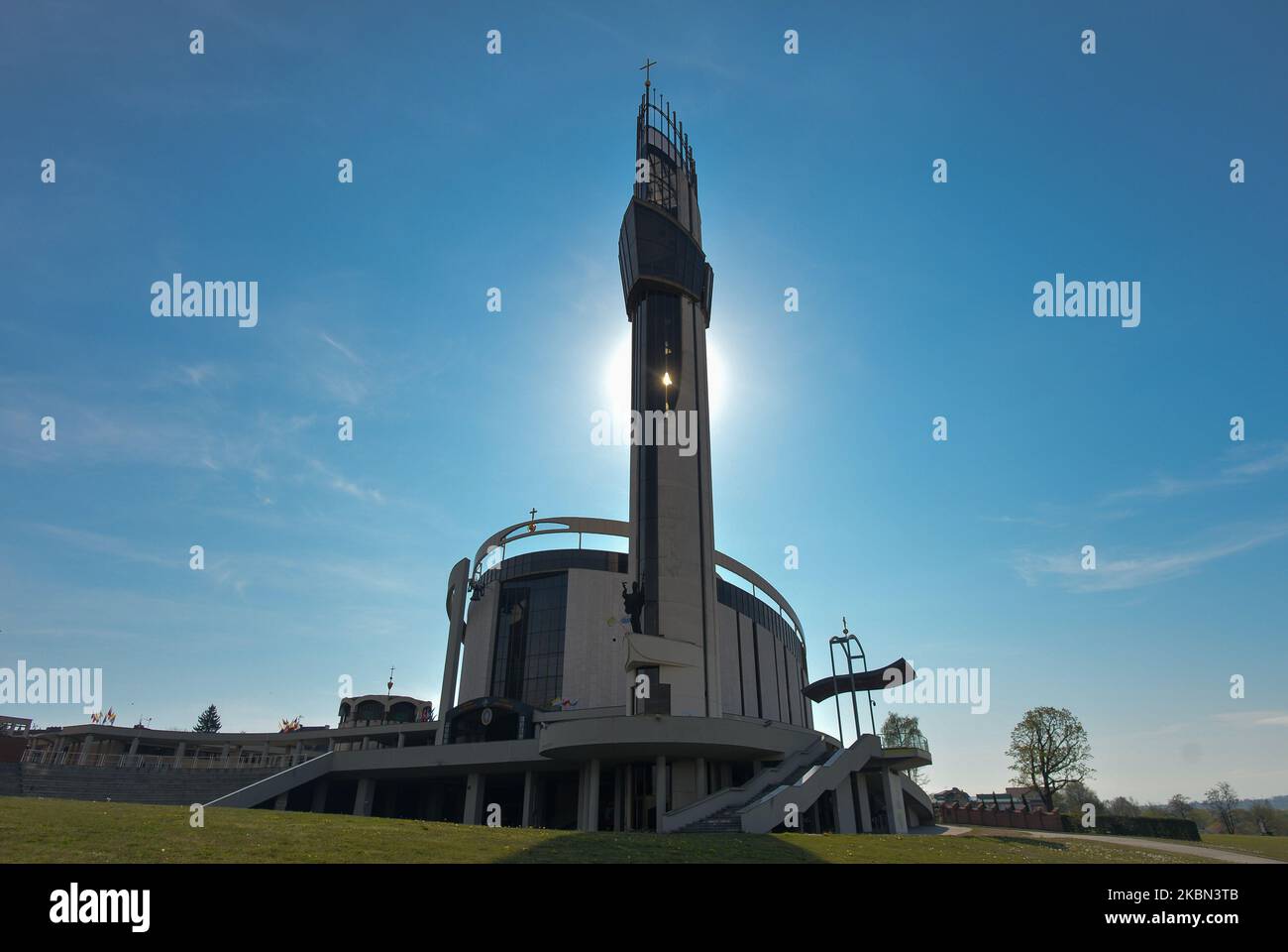 A view of the Sanctuary of the Divine Mercy, the resting place of Saint Faustina Kowalska, seen ...