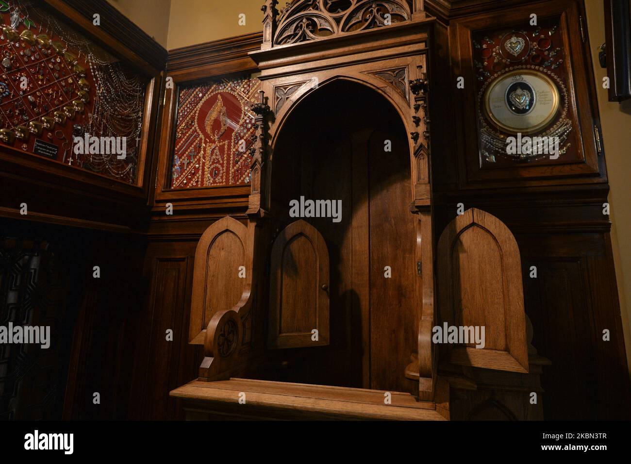 A view of a restored confessional in which Sister Faustina confessed for several years, seen ...
