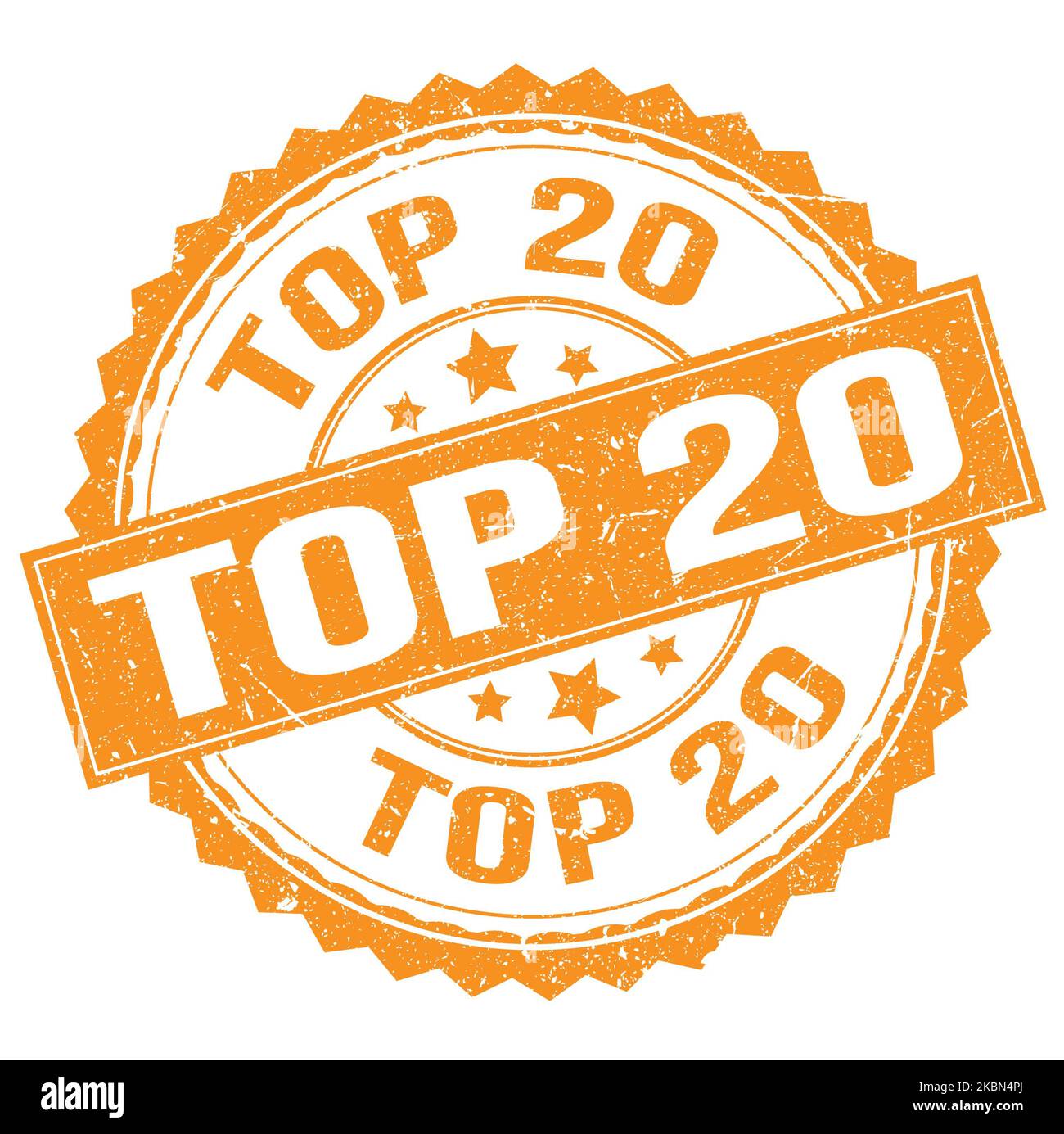 TOP 20 text written on orange round stamp sign Stock Photo - Alamy