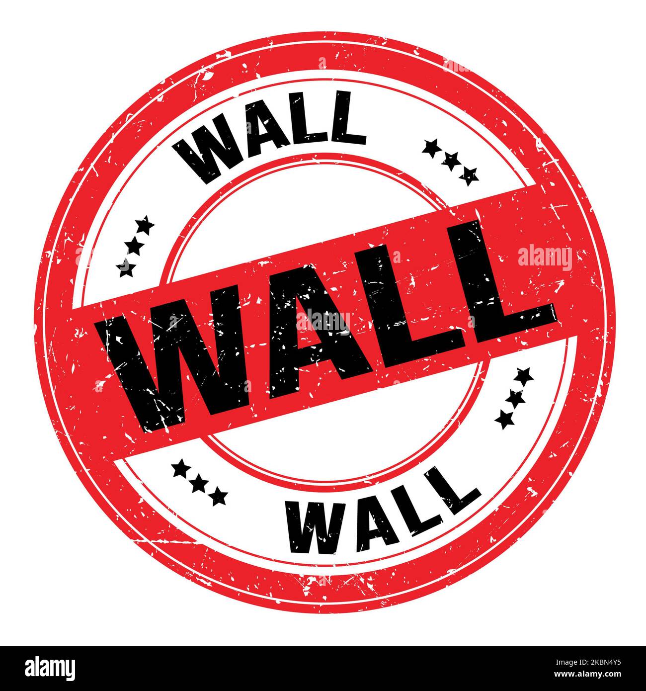 WALL text written on red-black round grungy stamp sign Stock Photo - Alamy