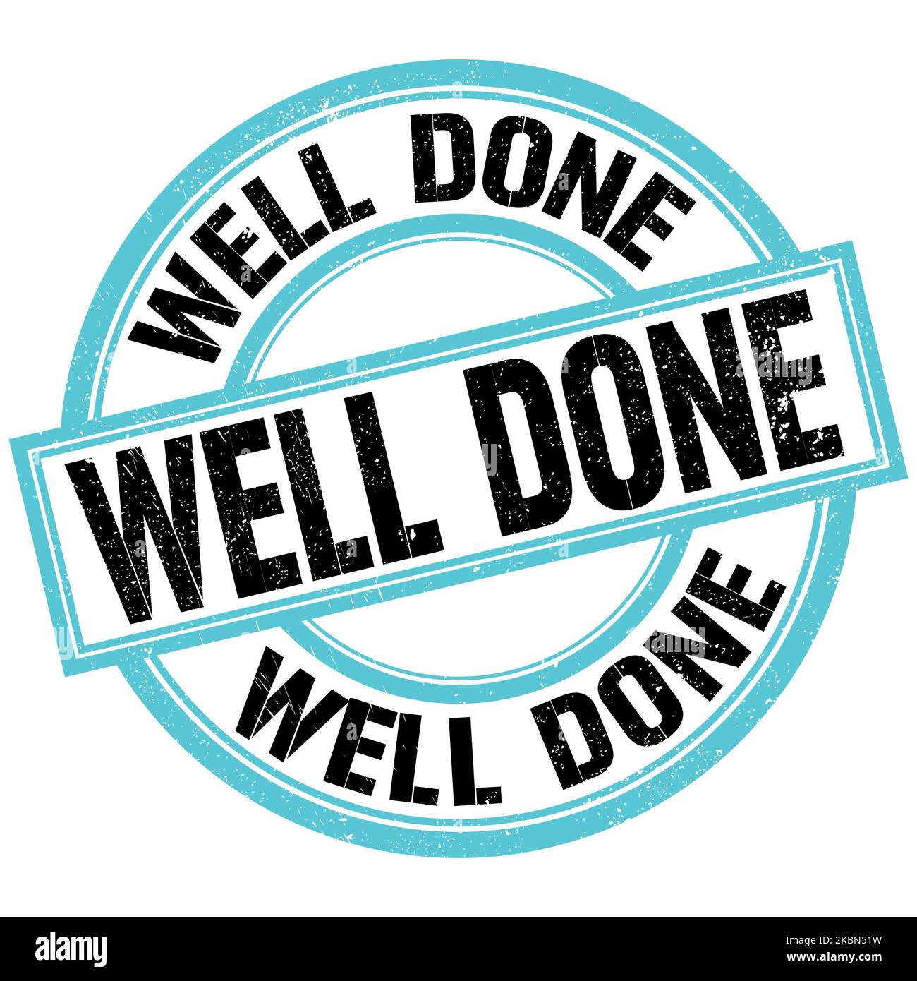 WELL DONE text written on blue-black round stamp sign Stock Photo - Alamy