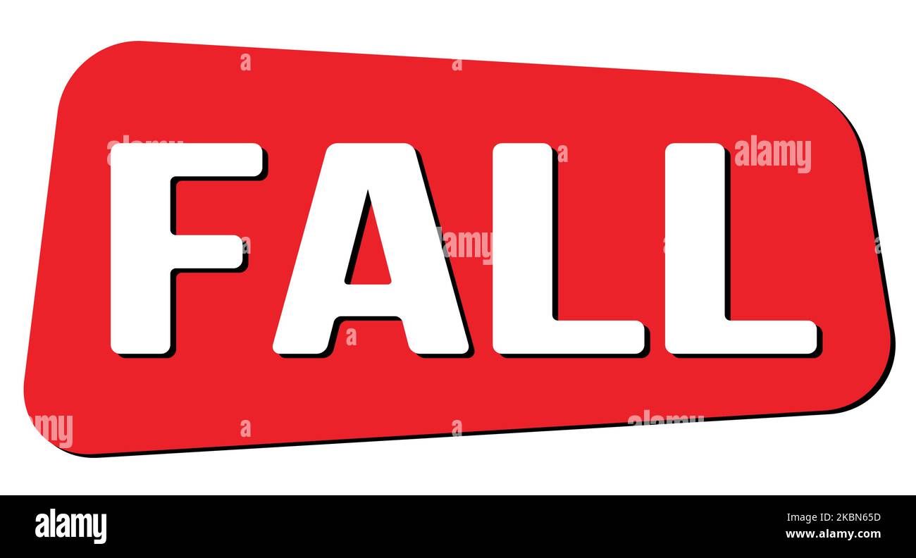FALL text written on red trapeze stamp sign Stock Photo - Alamy