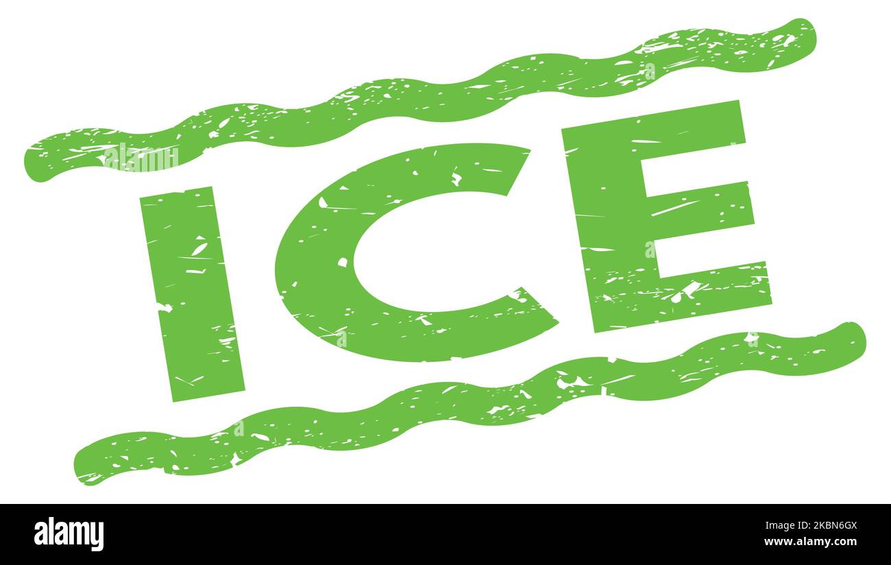 ICE text written on green lines stamp sign Stock Photo - Alamy