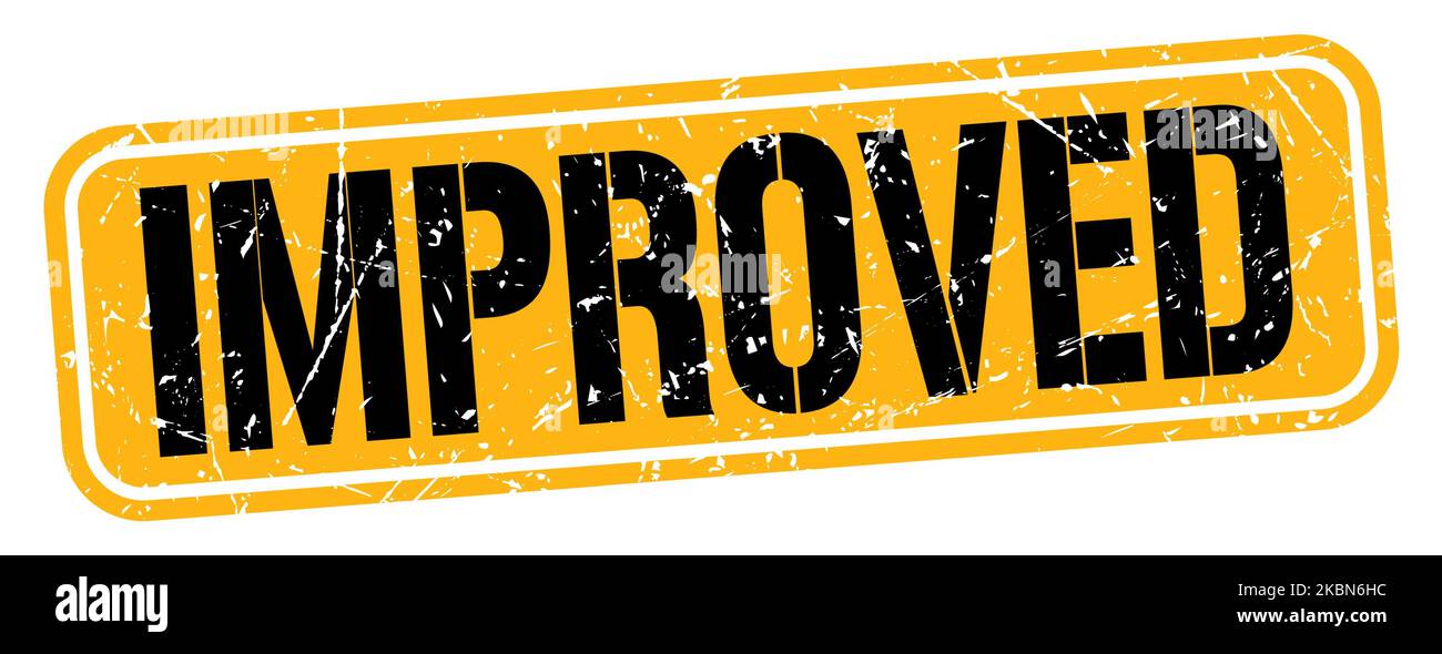 IMPROVED text written on orange-black grungy stamp sign Stock Photo - Alamy