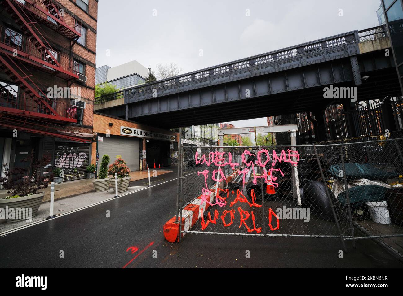 A view of a sign that says, “Welcome to the Real World” in Manhattan ...