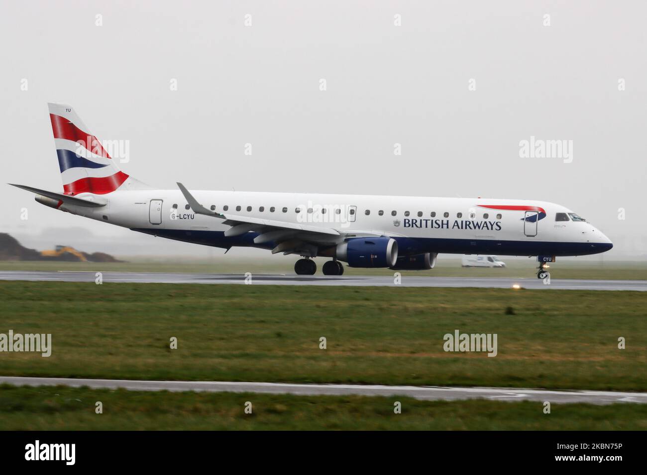 A British Airways Embraer ERJ-190 commercial aircraft as seen landing ...