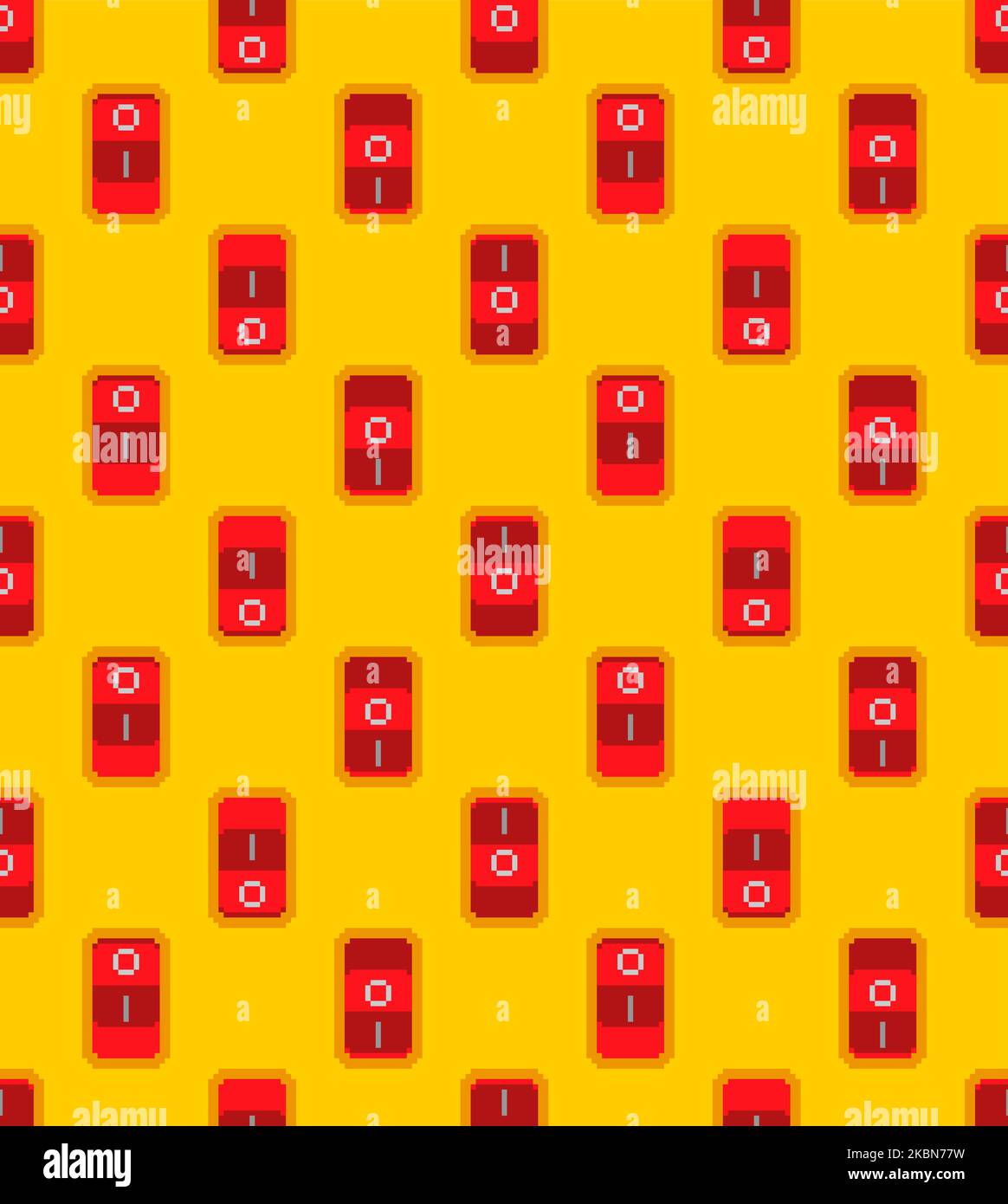 Switch off and on pixel art pattern seamless. On/off button 8 bit ...