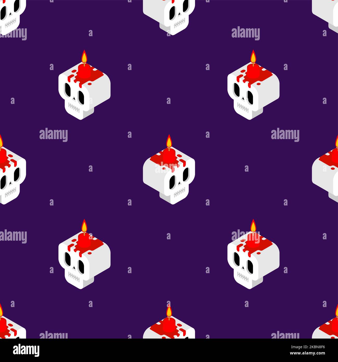 Skull with candle pattern seamless. Magic candle for the ritual ...