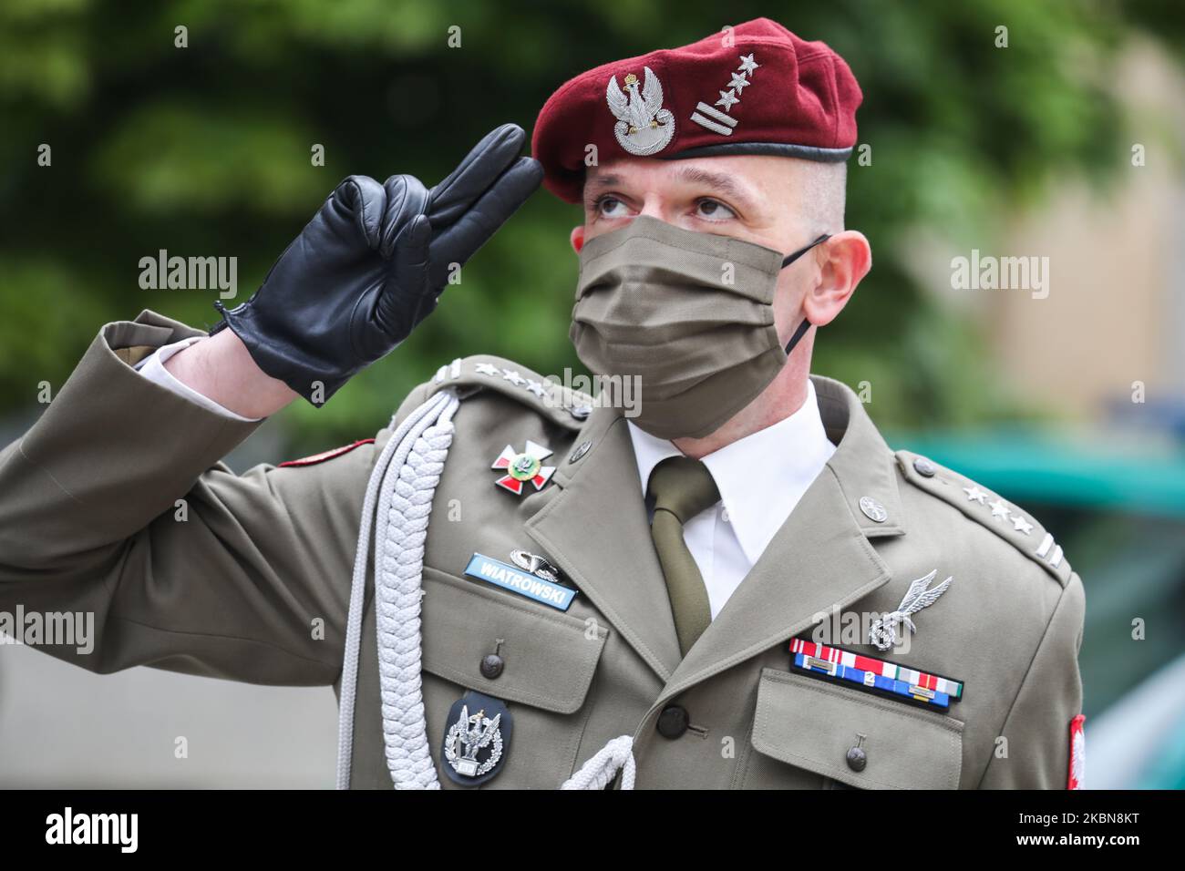 Polish Army soldier wears a protective face mask during coronavirus ...