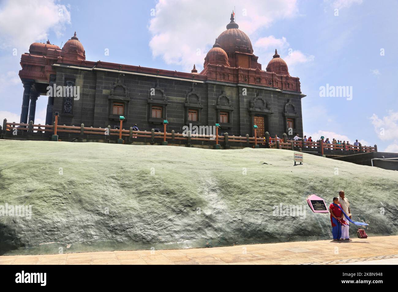 Vivekananda Rock Memorial temple on a small island in the ocean in ...