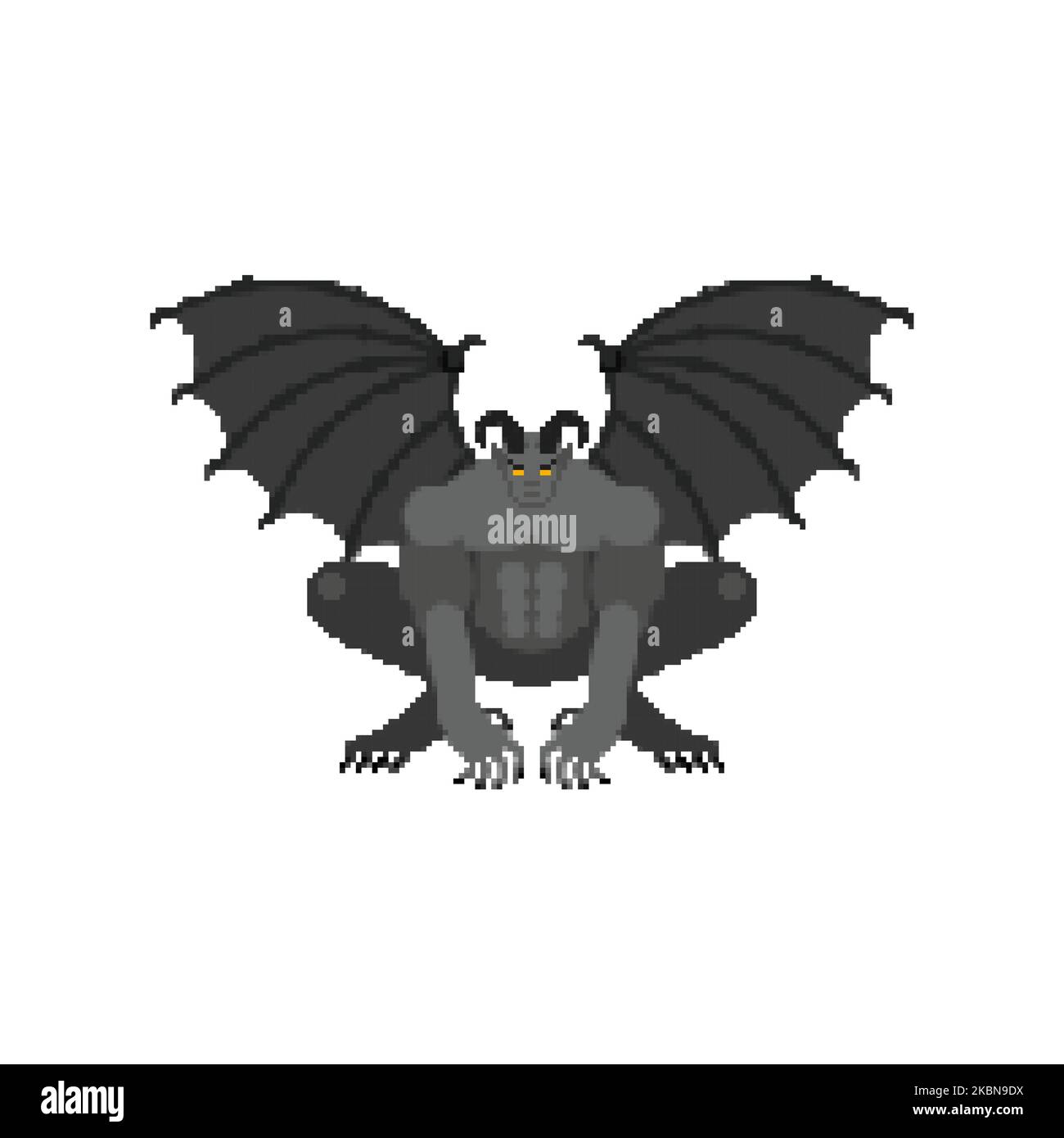 Gargoyle pixel art isolated. 8 bit Stone demonic character, monster ...