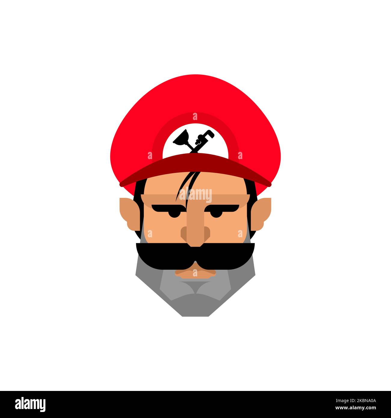 Mustachioed plumber face isolated. Vector illustration Stock Vector ...