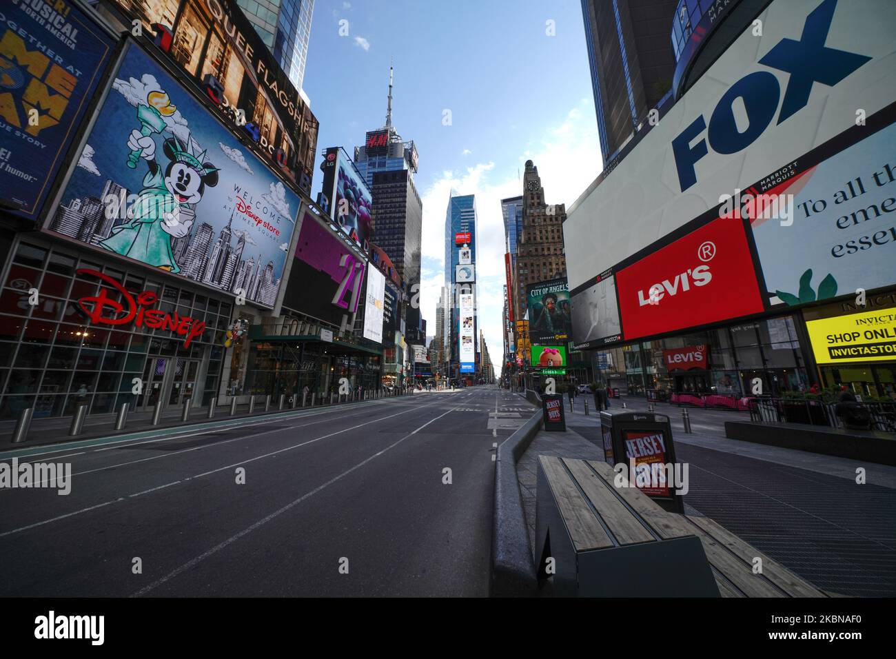 A view of an empty Times Square in New York City, USA during ...