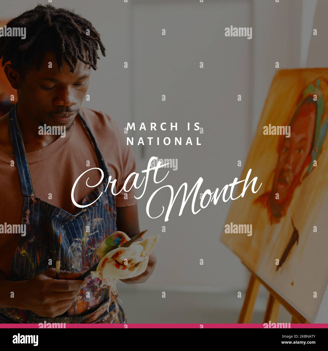 Composition of march is national craft month text over african american ...