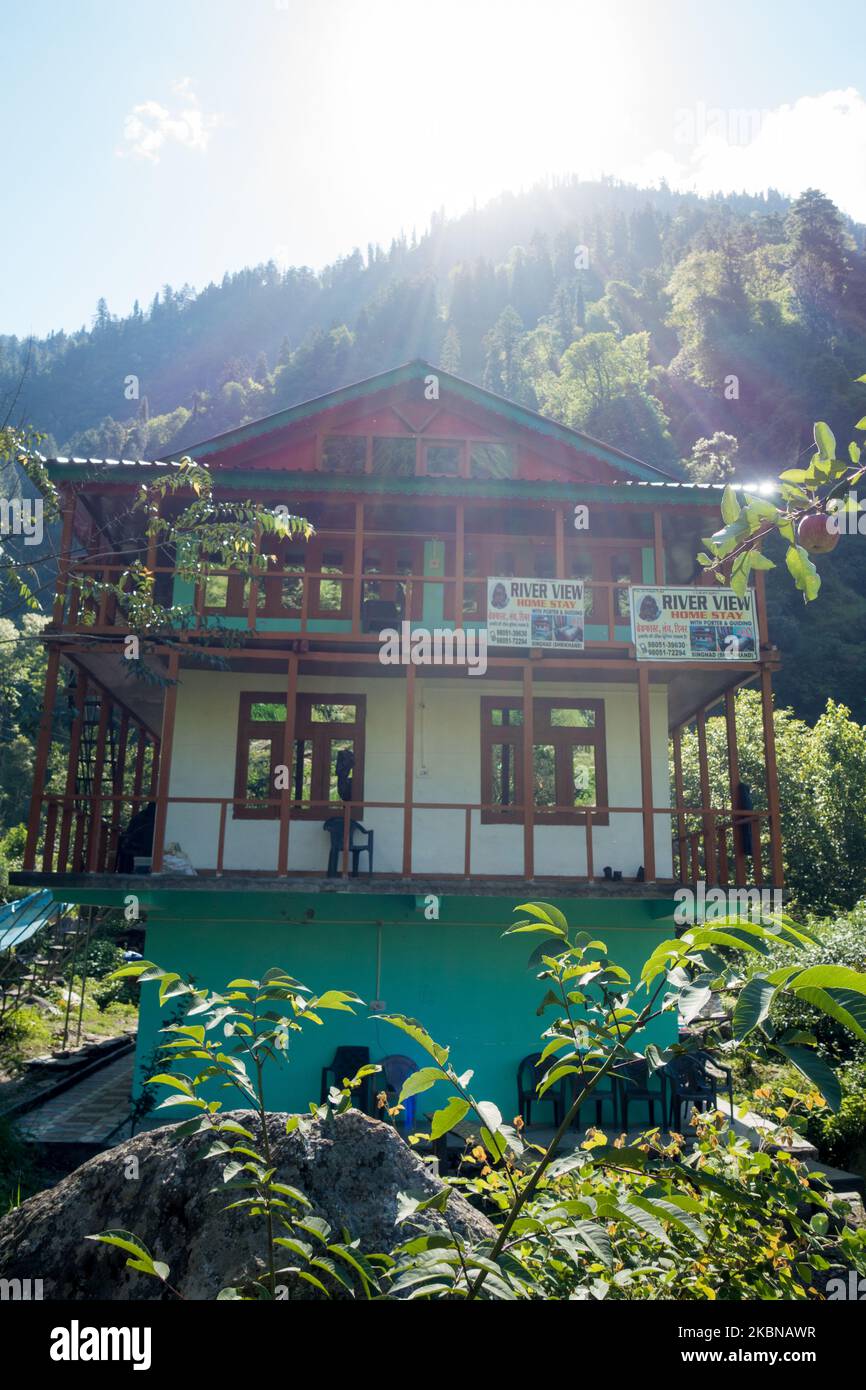 July 14th 2022, Himachal Pradesh India.A local guest house in a ...