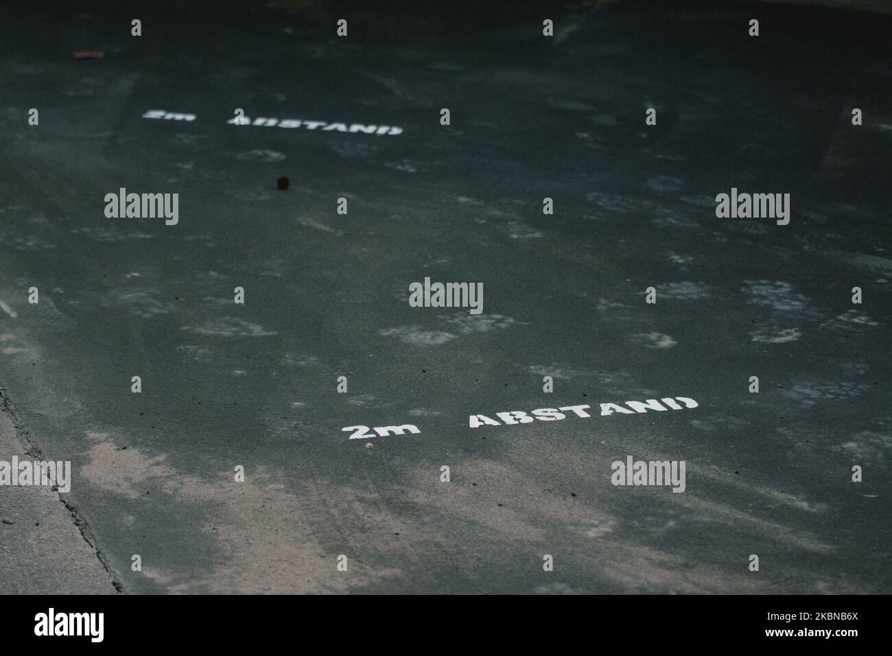 the tape which reminds visitors keeping 2 meter with each other is seen ...