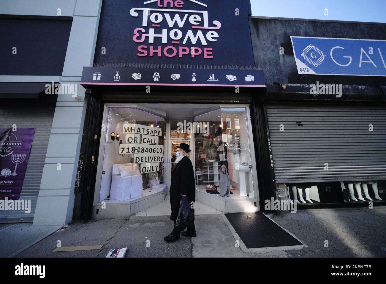 A view of an open general merchandise store in Brooklyn, New York, USA ...