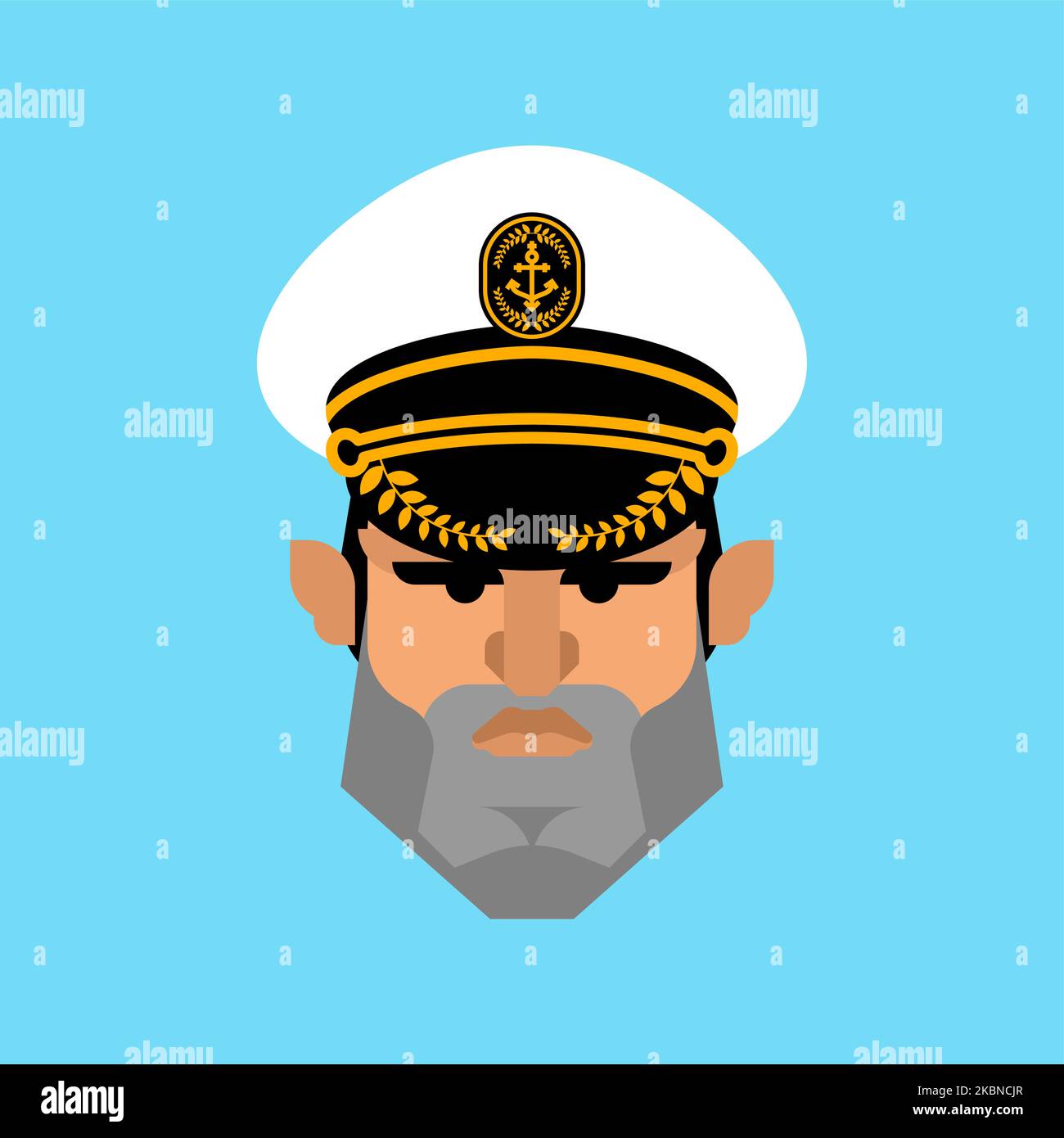 Captain face in cap. Sea captain Vector illustration Stock Vector Image ...