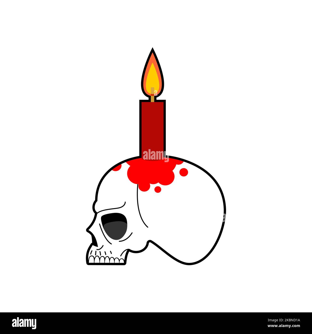 Skull with candle isolated. Magic candle for the ritual. Witch ...