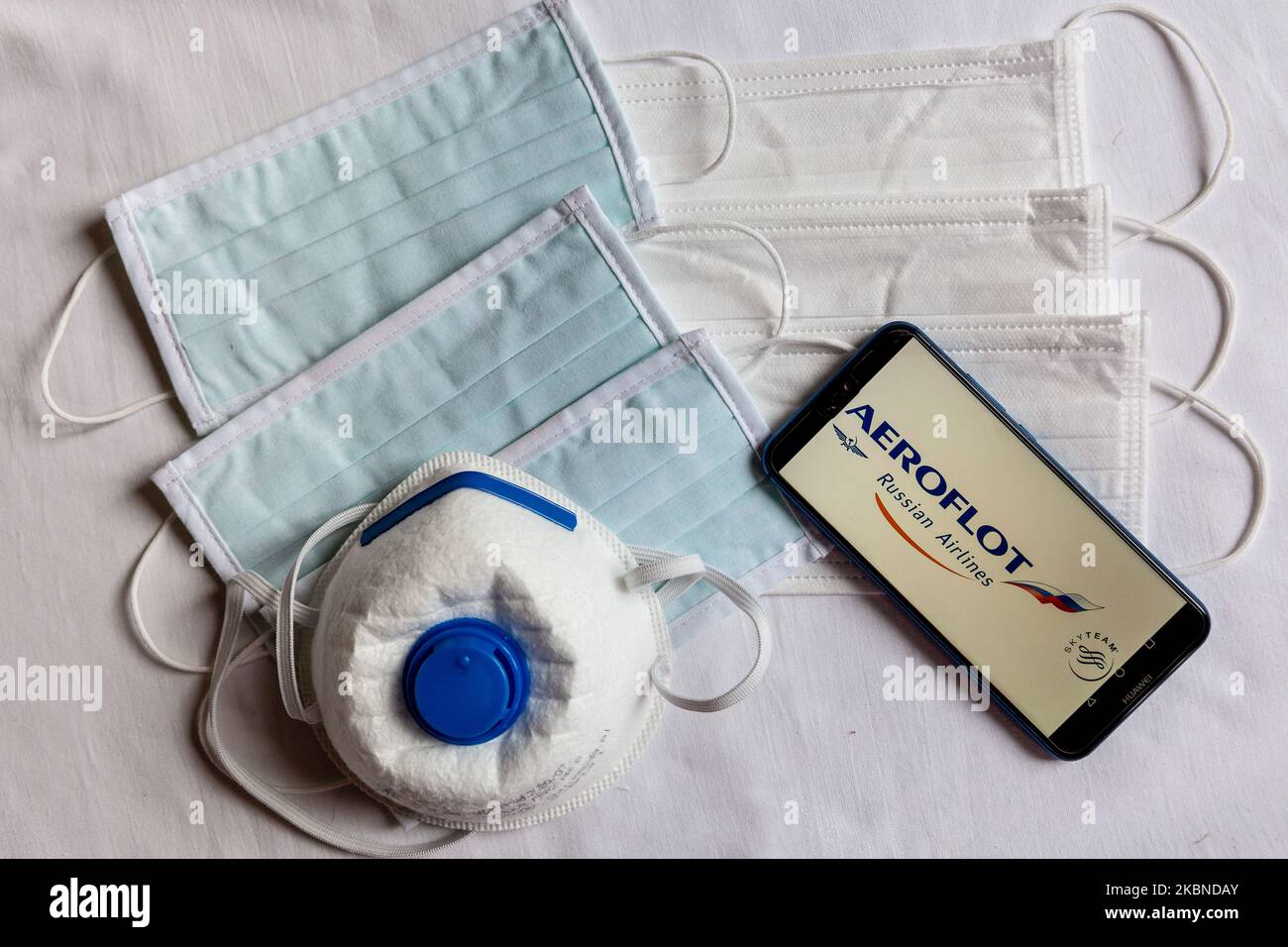 For illustrative purposes a mobile phone with a Aeroflot logo is ...