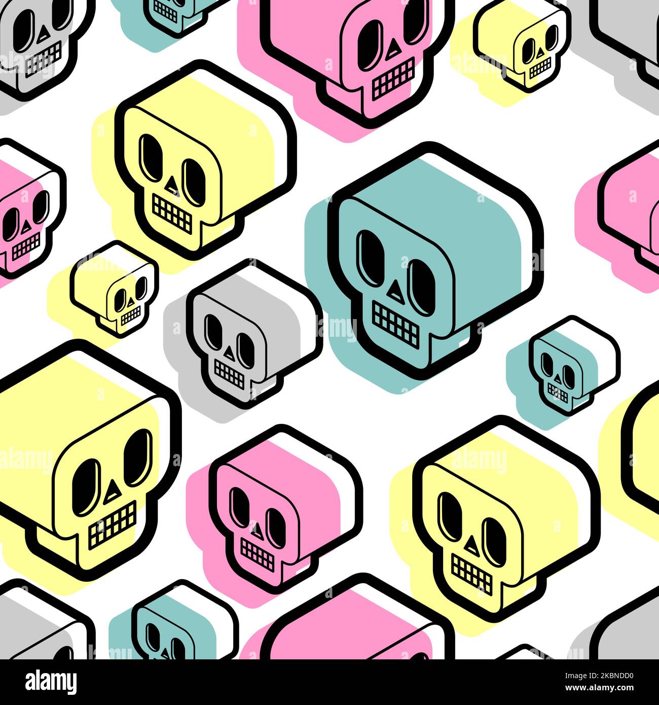 Skull pattern seamless isometric style. Cranium background. cartoon ...