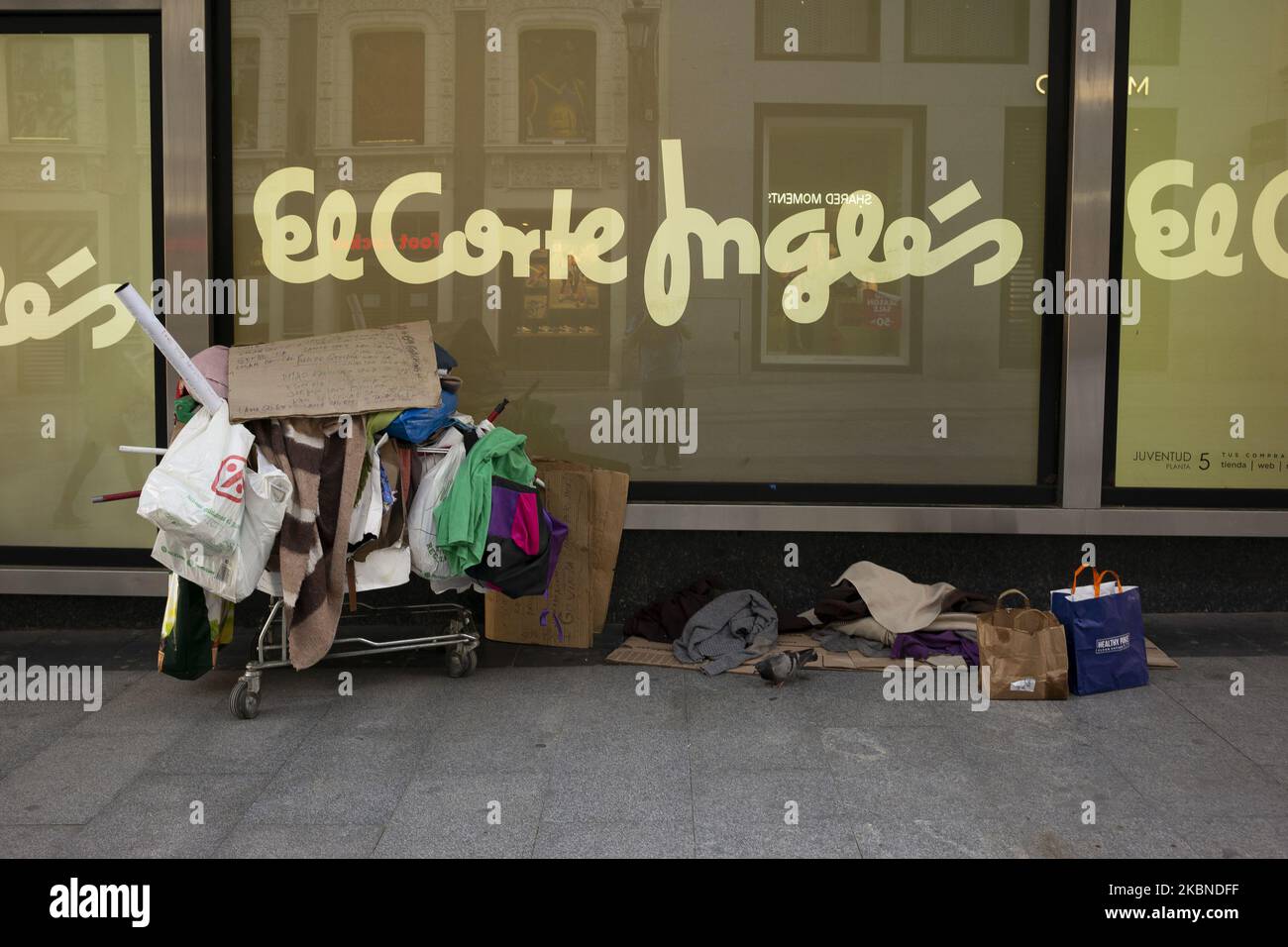 An homeless person in Madrid, Spain, on May 6, 2020 during the ...