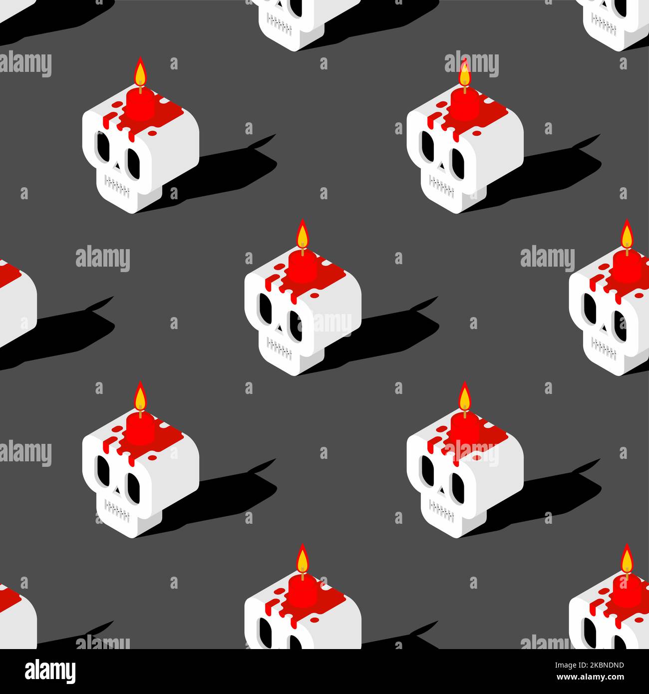 Skull with candle pattern seamless. Magic candle for the ritual ...